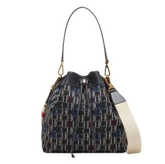 Carolina Herrera Navy Monogram Bucket Bag