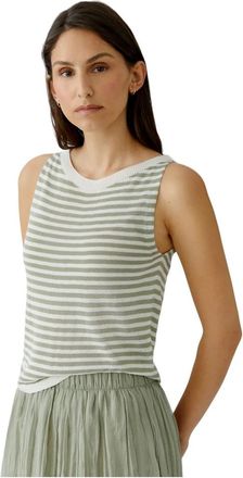 Oui Femme, Tops, Blanc, Taille: 38 FR D&eacute;bardeur ray&eacute; en maille fine