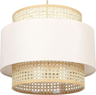 Beliani H&auml;ngelampe Stoffschirm Rattan beige/nat&uuml;rlich YUMURI