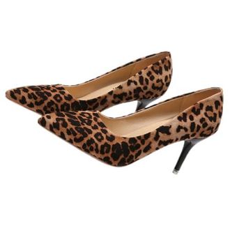 IFUNDOM Escarpins &agrave; Talons Hauts pour Femmes Taille 39 &agrave; Imprim&eacute; L&eacute;opard Chaussures &agrave; Bout Ferm&eacute; en Mat&eacute;riau Synth&eacute;tique &Eacute;l&eacute;gantes et Mode pour Soir&eacute;e Mariage