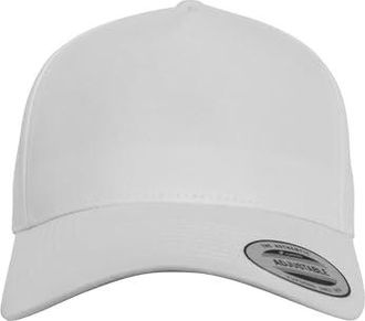 Flexfit 5-Panel Curved Classic Snapback Chapeau Mixte, Blanc, Taille Unique