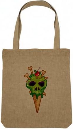 Fabulous Sac Shopping Tote Bag Aspect Lin - Glace Zombie Halloween Illustration Dessin - Sac de Courses Toile Epaisse 360g Beige Naturel Cabas Port&eacute; Epaule Sol
