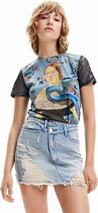 Desigual TS_Filipa 5000 T-Shirt, Bleu, Taille S Femme