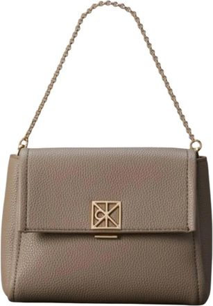 Calvin Klein Femme, Sacs, Beige, Taille: ONE Size Emblem HW Pebble Crossbody 20