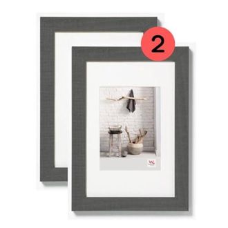 Walther Design Bilderrahmen grau 10 x 15 cm mit Passepartout, Doppelpack, Home Holzrahmen HO015DD