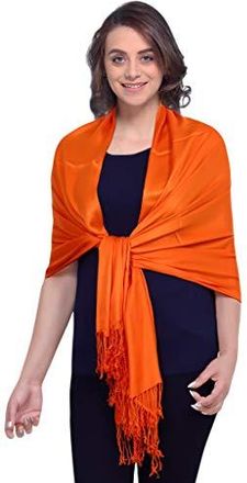 World of Shawls Châle pashmina super doux. - Orange - 28 x 80