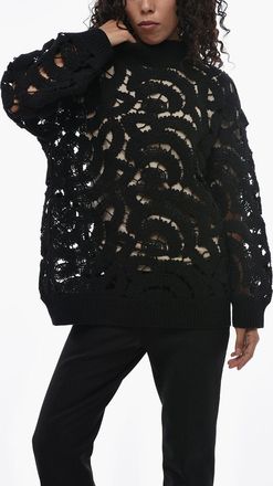 Fabiana Filippi Durchbrochener Woll-Mix-Pullover mit Rippenabschl&uuml;ssen Fabiana Filippi