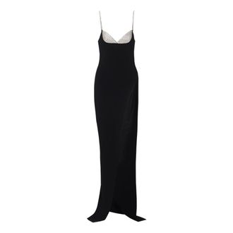 Balmain Femme, Robes, Noir, Taille: 40 FR Longue robe en maille brod&eacute;e avec fente sur la jambe