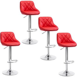 Woltu Woltu - Lot de 4 Tabourets de Bar Tabourets si&egrave;ge pivotant en Similicuir,r&eacute;glable en Hauteur, Rouge