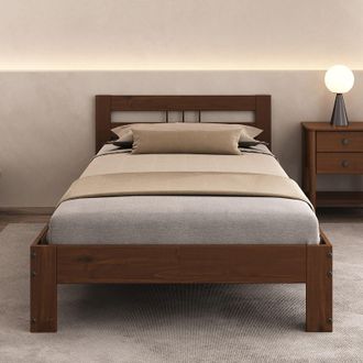 IDIMEX Massivholzbett Theo Jugendbett Bettgestell Einzelbett mit Kopfteil Kiefer massiv 90 x 200 cm in kastanienfarben lackiert