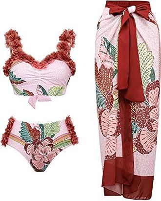 Generic Maillot De Bain Shorty- Ensemble De Maillot De Bain Bikini Sexy Style National pour avec Ceinture Et Chemisier