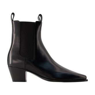 Toteme Womens The City Ankle Boot Black Calfskin