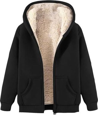Generic Manteau dhiver pour homme avec doublure en polaire Sherpa - Chaud et coupe-vent - Confortable - Doux - Thermique épais, Noir, XXL