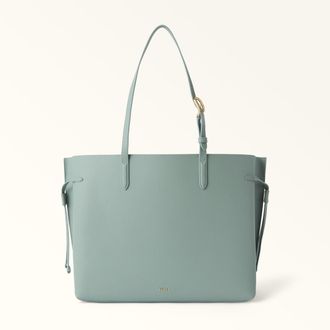 Furla Ava Tote-bag L Winter Sky Blau Doppeltes Pebble Kalbsleder Damen