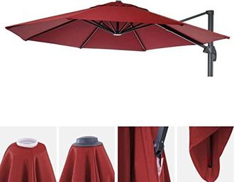 Mendler Toile de Parasol HWC-A96, 8 Baleines Ø4m 220g/m² Polyester HWC-A96 Bordeaux