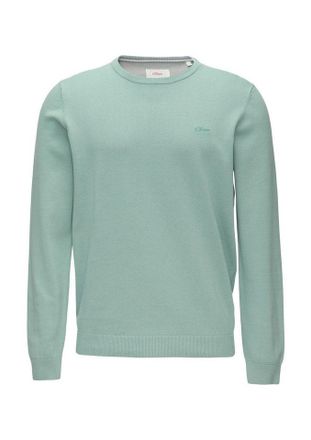 s.Oliver Strickpullover gr&uuml;n,Basic,Baumwolle,Meliert,Rundhals,Lang,Regular Fit