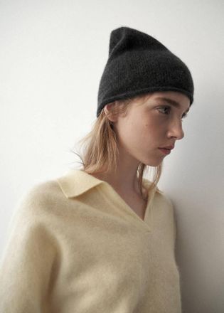 Mango Bonnet 100 % cachemire gris anthracite - Femme - Taille unique - MANGO