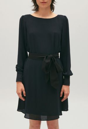 Claudie Pierlot Robe courte ceintur&eacute;e marine