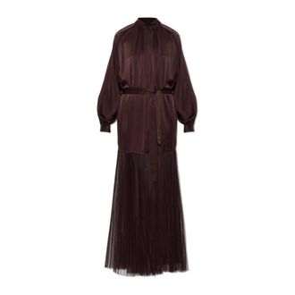 Forte_Forte Seidenkleid mit G&uuml;rtel - - Dresses - Damen - Braun - M