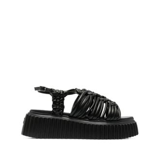 AGL Schwarze Flatform Sandalen Casual Offen Keile - - Shoes - Damen - Schwarzk - 40 EU