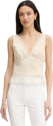 Pinko Pinko, Femme, Blouses et Chemises, Beige, Taille: 34 FR Janessa Sleeveless Top