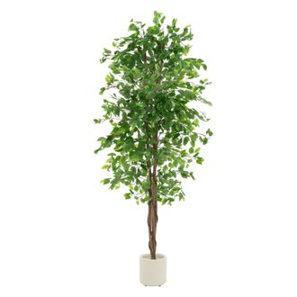 ML Design ML-Design Kunstpflanze Ficus 210 cm, K&uuml;nstliche Pflanzen gro&szlig; wie echt, Fake Zimmerpflanze mit Naturholzstamm im Topf, Deko Plastikpflanzen Innen/Au&szlig;e