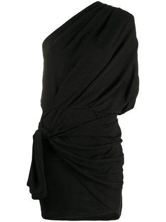 Iro robe courte fronc&eacute;e &agrave; design asym&eacute;trique - Noir