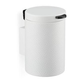 Relaxdays Kosmetikeimer Wandmontage, 3 Liter, Absenkautomatik, Inneneimer, Metall, runder Badezimmer Mülleimer, weiß