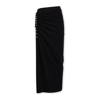 Paco Rabanne Schwarzer Midi-Rock Elegante Drapierungen Chic - - Skirts - Damen - Schwarzk - M
