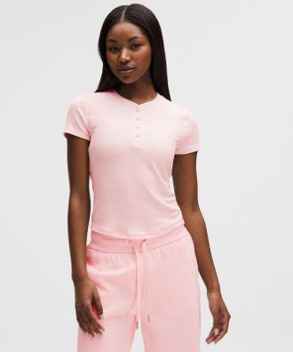 lululemon T-Shirt henley Hold Tight pour Femmes - Rose - Taille 10