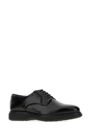 Ferragamo Mens Black Leather Sandro Lace-Up Shoes Neroneronero Mocassini Loafers