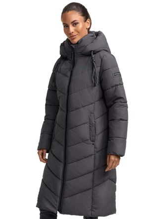 Navahoo Damen Winterjacke lang Stepp Winter Jacke gesteppt Kapuze B982 [B982-Sahnekatz-Anthra-Gr.XXL]