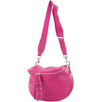 modamoda.de T236 - Umhängetasche Klein Small aus ital. Leder, Farbe:Pink