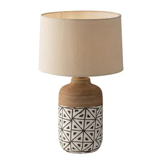 Luce-Ambiente-Design Table Lamp Vietri Brown in Ceramic with Fabric Lampshade (1xE27)