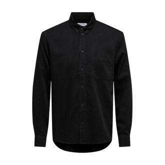 Only & Sons Only & Sons, Homme, Chemises, Noir, Taille: XL Classic Long Sleeve Cotton Shirt