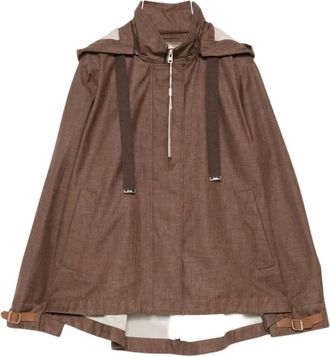 Herno Femme, Vestes, Brun, Taille: 40 FR Veste Trap&egrave;ze en Lin Triple &Eacute;paisseur