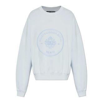 Dolce & Gabbana Femme, Sweatshirts et sweats &agrave; capuche, Bleu, Taille: 38 FR SweaT-shirt avec double broderie
