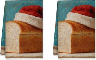 Generic Brot, K&uuml;chent&uuml;cher, weihnachtliche Weihnachtsmannm&uuml;tze, blauer Hintergrund, Weihnachten, braun, Mikrofaser, Sp&uuml;lbecken, Seitentuch, f&uuml;r den t&auml;glichen 