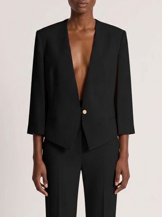 Alberta Ferretti Blazer droit en viscose &agrave; ourlet asym&eacute;trique