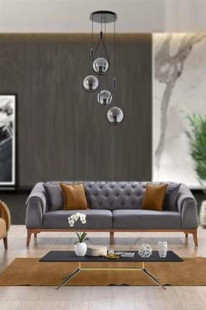 Opviq Industrial Scandinavian Chandelier, 70 cm Height, 30 cm Diameter | 100% Metal, Black Finish, E27 Socket, Max 40W | Stylish Lighting for Modern Spaces