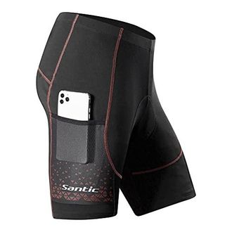Santic Shorts Cyclisme Homme avec Coussin Rembourr&eacute; Cuissard V&eacute;lo pour Hommes Cycliste VTT Pantalon Rouge EU XXXL