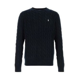 Polo Ralph Lauren Pullover aus Baumwolle mit Zopfmuster und Polokragen - - Knitwear - Herren - Blau - S