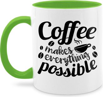 Shirtracer Tasse Tassen 325ml - Statement - Coffee makes everything possible - 325 ml - Hellgr&uuml;n - kaffetassen spr&uuml;che statements kaffeetasse statement-tasse fro