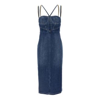 Nensi Dojaka Ndss25Den020 Denim Midi Kleid - - Dresses - Damen - Blau - 2XS