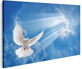 Islandburner Tableau sur toile Colombe blanche paix foi chr&eacute;tienne J&eacute;sus Poster mural 80 x 40 cm