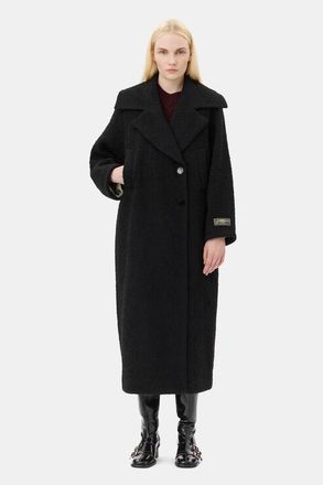 Ganni Manteau Long Black Boucle Wool Taille XXS/XS