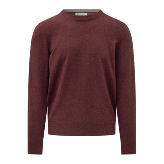 Brunello Cucinelli Homme, Pulls, Rouge, Taille: 2XL Pull Col Rond en Cachemire