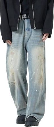 Generic Jean Homme Jeans Homme Jean Homme Regular Confortable Classique D&eacute;chir&eacute; High Street Ample - Coupe Droite Loose Casual, Volume Large Tendance pour Usag