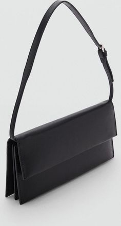 Mango Sac porté épaule rabat noir - Femme - Taille unique - MANGO