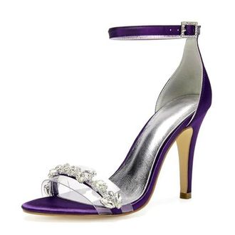 Generic Chaussures De Mariage Femme Été Sexy Open Toe High Heels Mariée Stylet Talons Bureau Travail Soir Sandale Talons Hauts 10.5CM,Dark Purple,41 EU